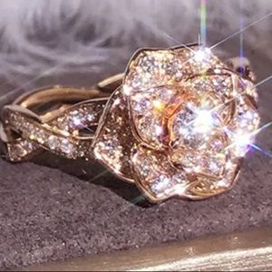 Jewelry | Rose Gold Cz Ring Statement Ring Crystal Ring | Poshmark